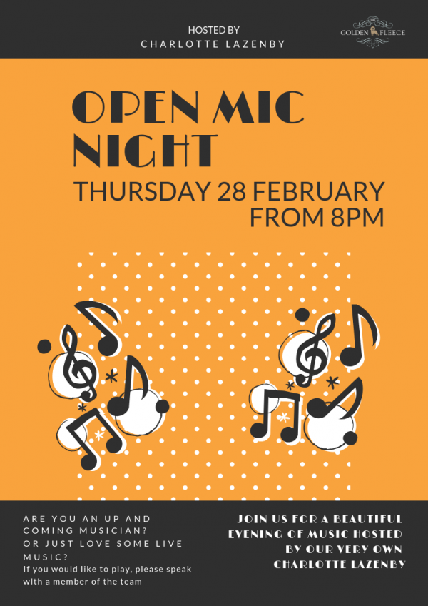 OPEN MIC NIGHT - A4 POSTER - The Golden Fleece