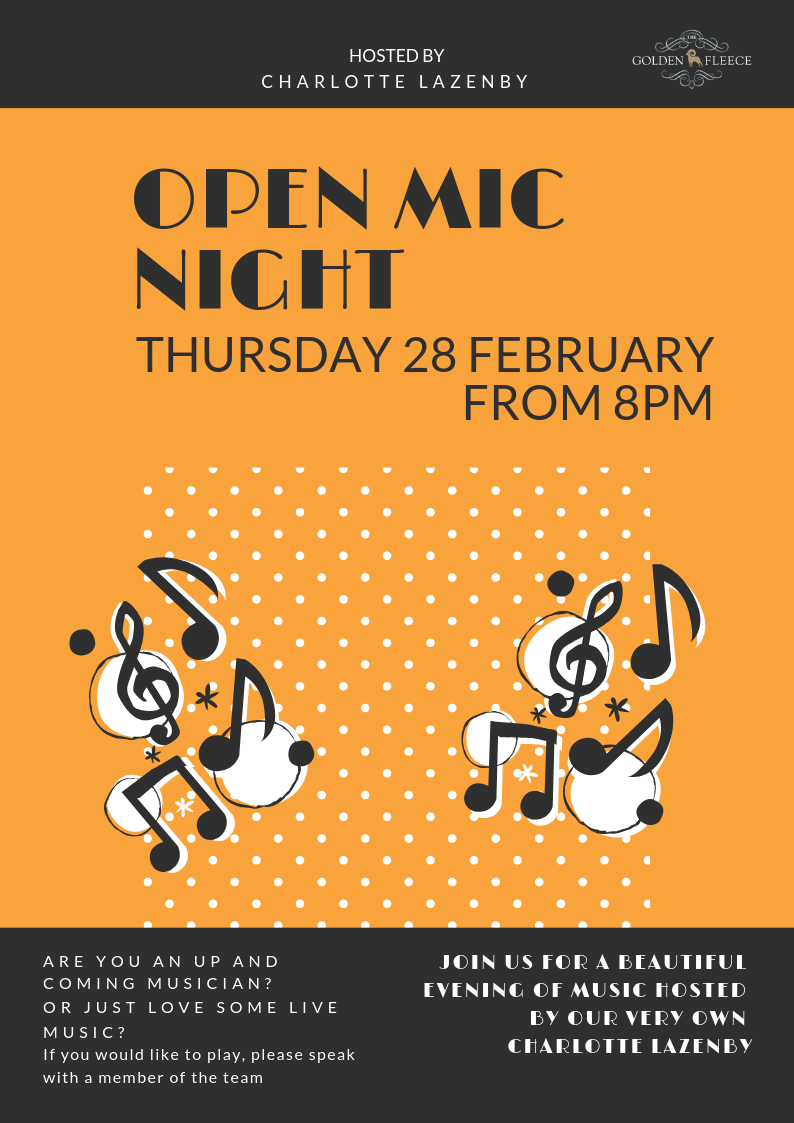 OPEN MIC NIGHT - A4 POSTER - The Golden Fleece